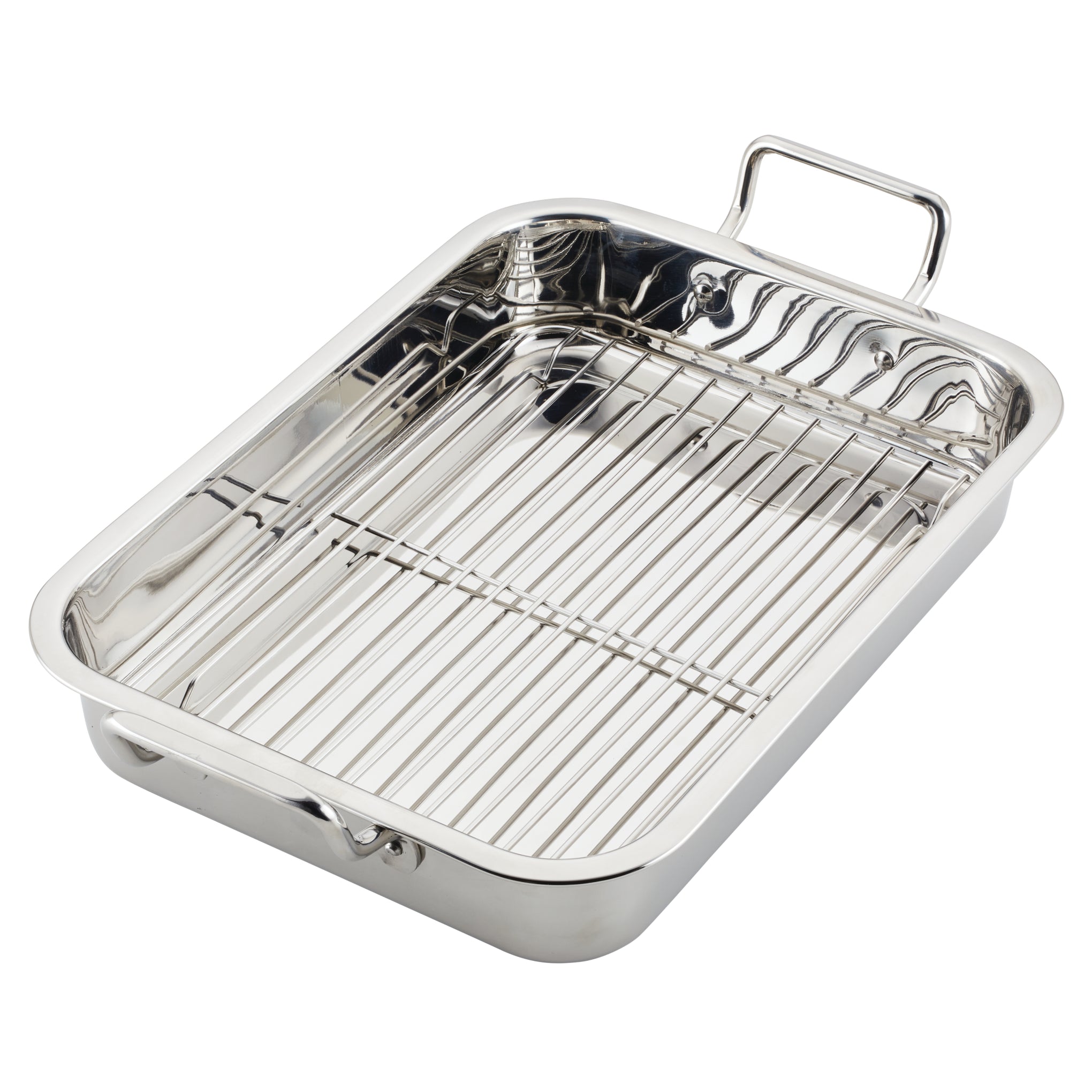17" x 12.25" Stainless Steel Roaster with Rack — Farberware Cookware
